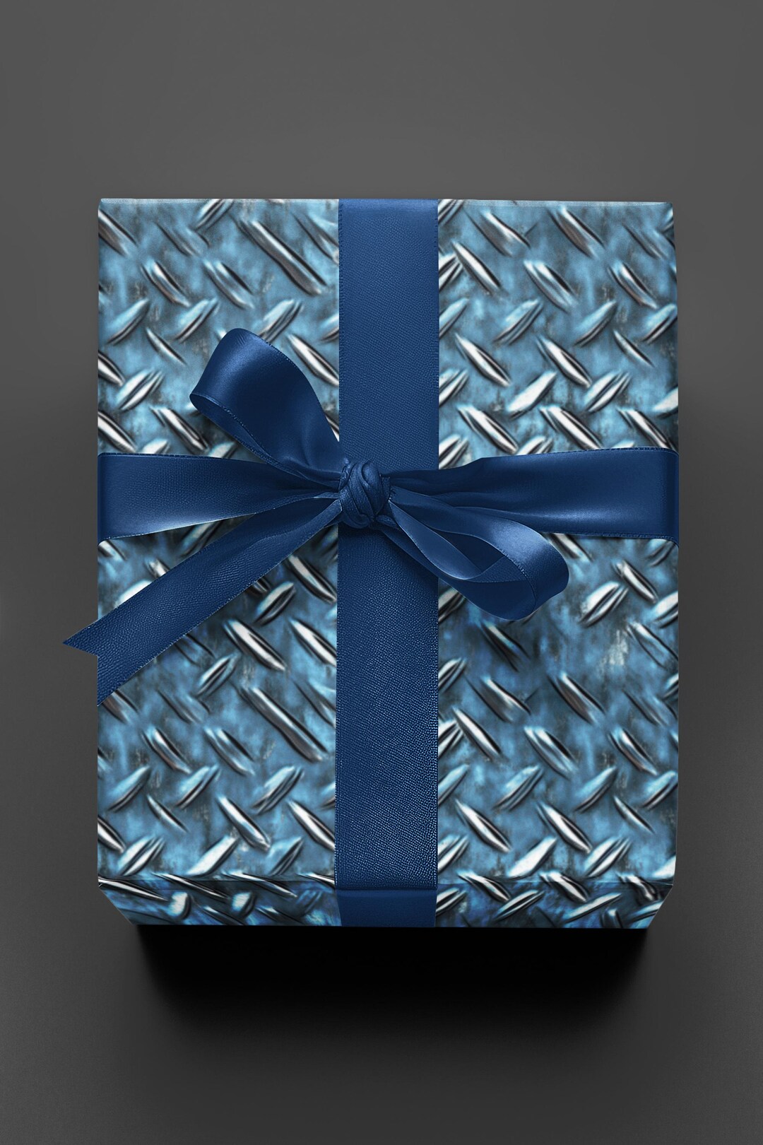 Industrial Diamond Plate Gift Wrap Blue Metallic Steel Wrapping Paper ...
