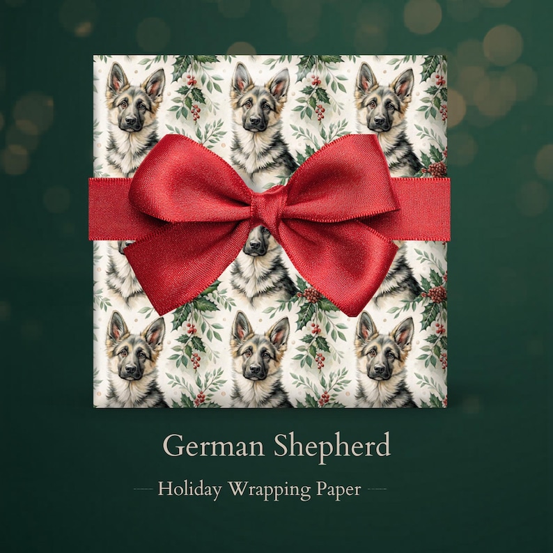 Poodle Christmas Wrapping Paper Digital Download Watercolor Holiday Dog ...