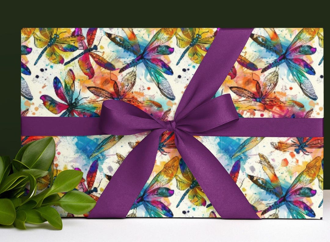 Alcohol Ink Dragonfly Wrapping Paper: Vibrant Gift Wrap - Etsy