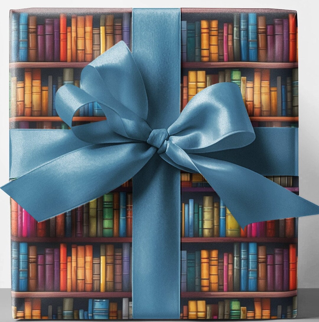Colorful Bookcase Wrapping Paper Available in 24 X 36 and 24 X 72 Rolls ...
