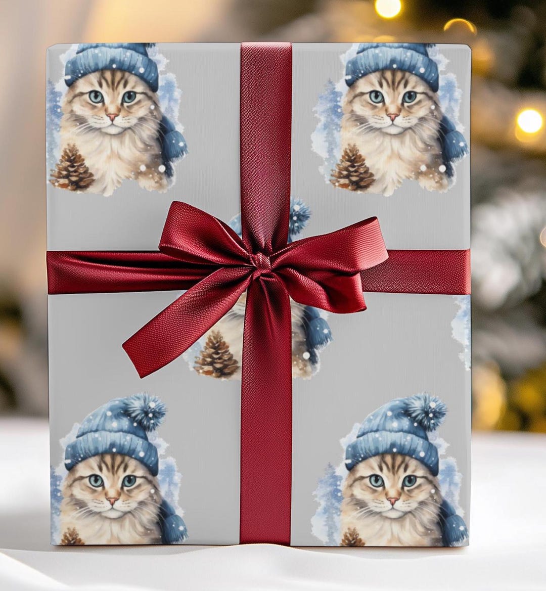 Winter Cat Gift Wrap: Holiday Kitten Wrapping Paper - Etsy