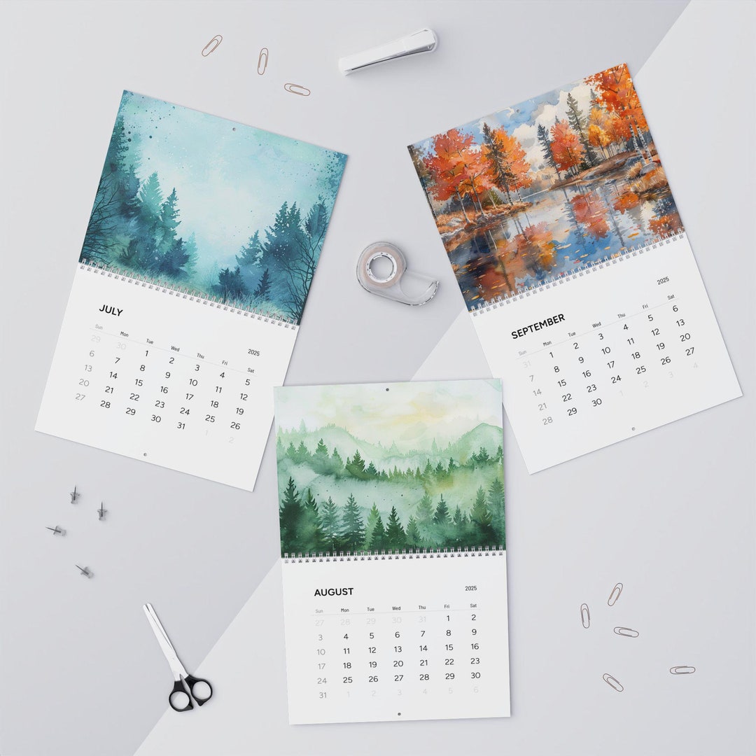 Wall Calendars 2025 Forest Watercolors, Nature Calendar, Woodland ...
