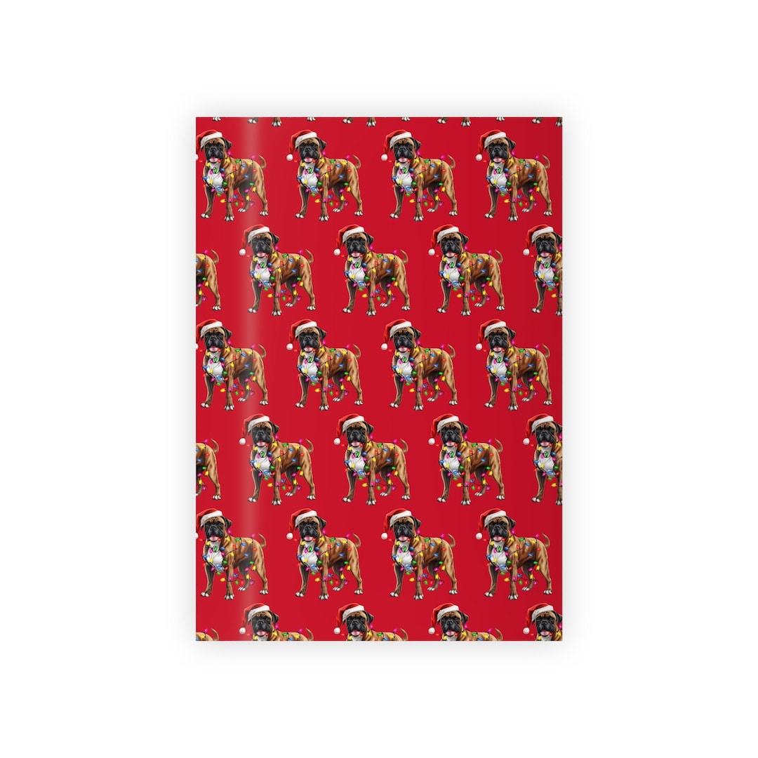 Boxer Christmas Wrapping Paper Boxer Holiday Gift Wrap Boxer Lovers ...