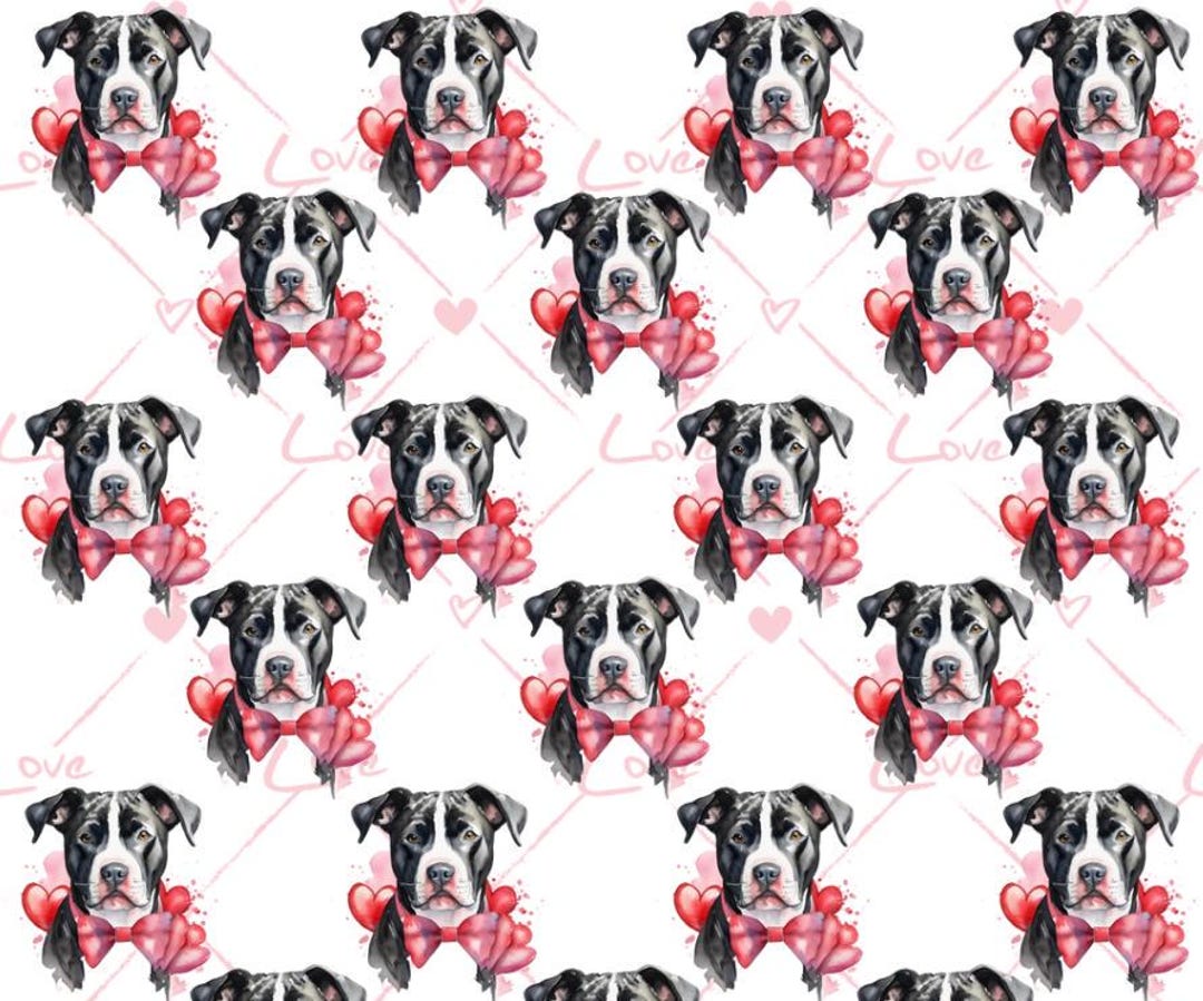 Pit Bull Love Wrapping Paper Adorable Dog Design With Hearts Available ...