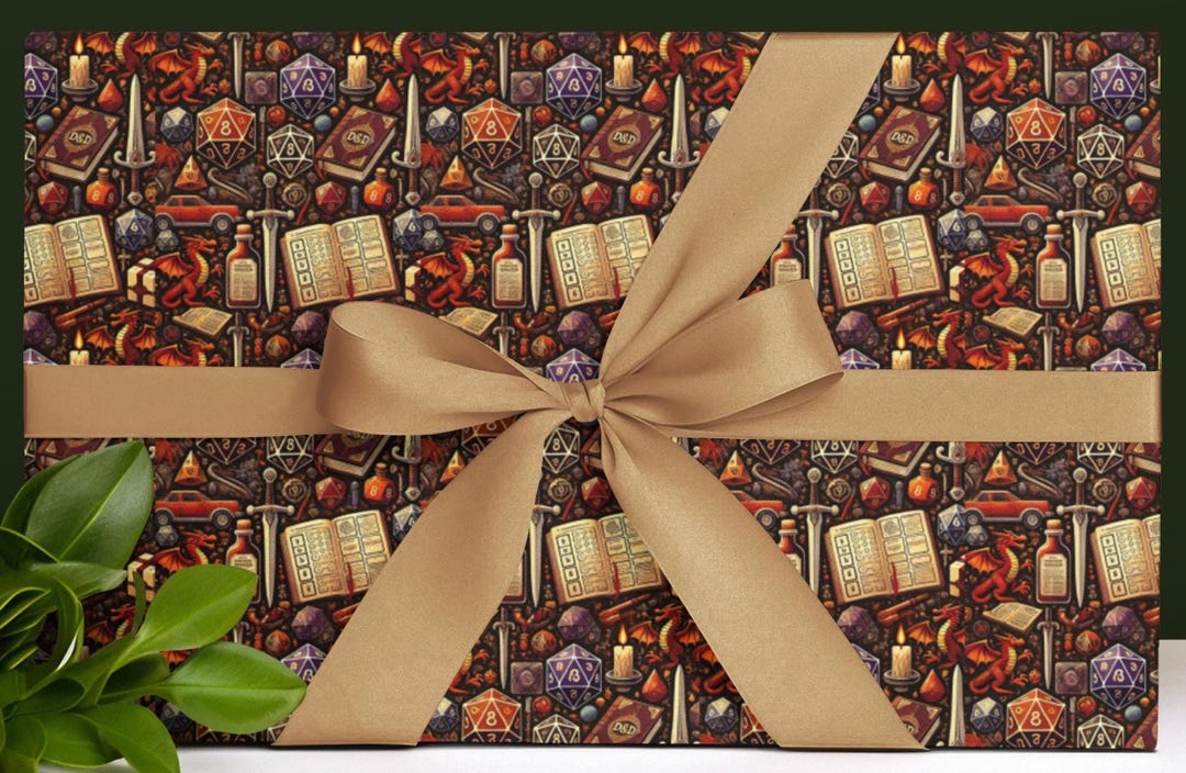 DND Gift Wrap: Dice, Dragons, Swords - RPG Wrapping Paper - Etsy