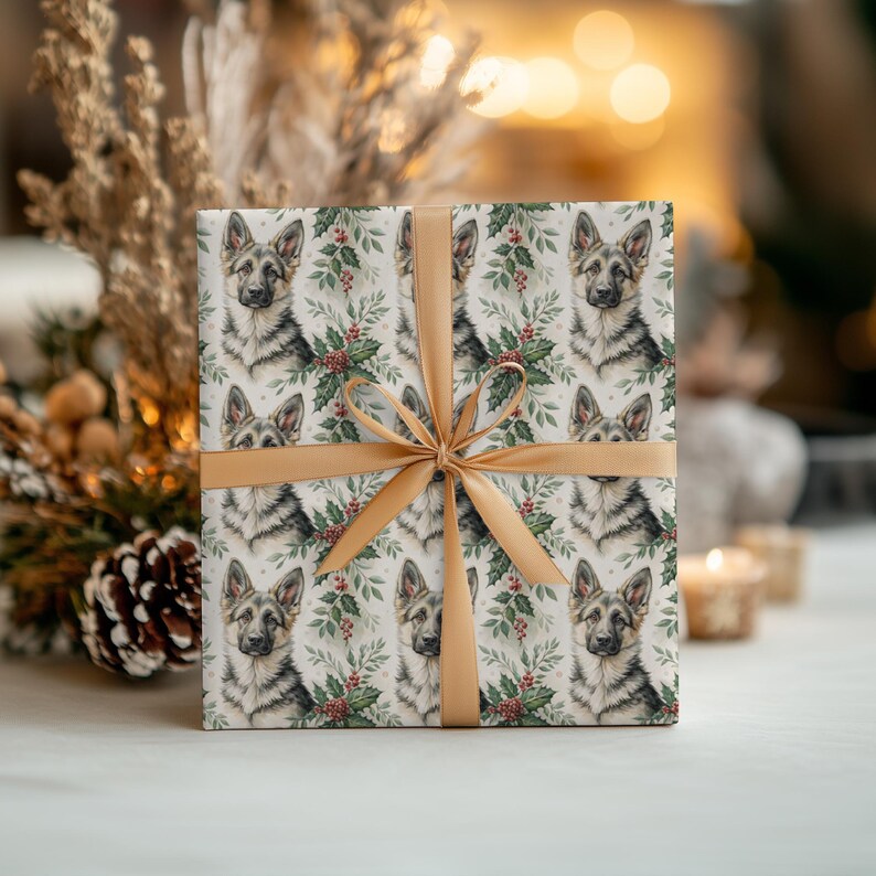 Poodle Christmas Wrapping Paper Digital Download Watercolor Holiday Dog ...