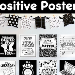 Positive Classroom Posters | Classroom Decor | EIGHT Black & White ...