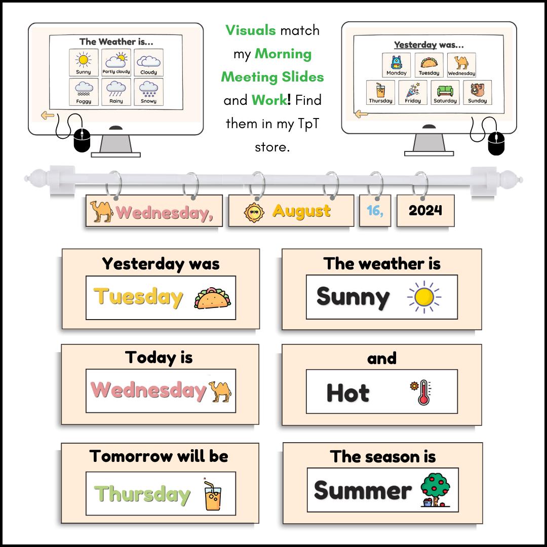 Classroom Calendar for Pocket Charts | Rainbow Colors - Etsy