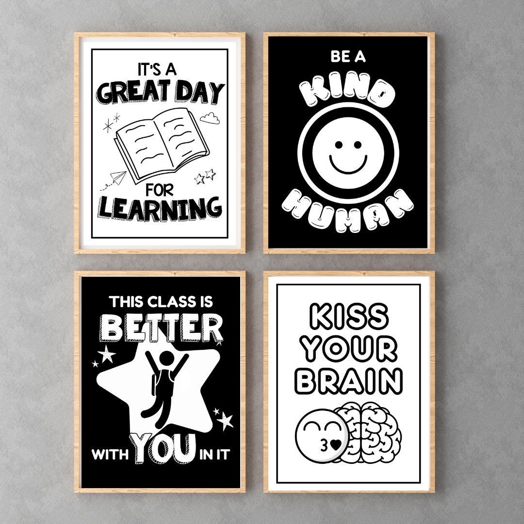 Positive Classroom Posters | Classroom Decor | EIGHT Black & White ...