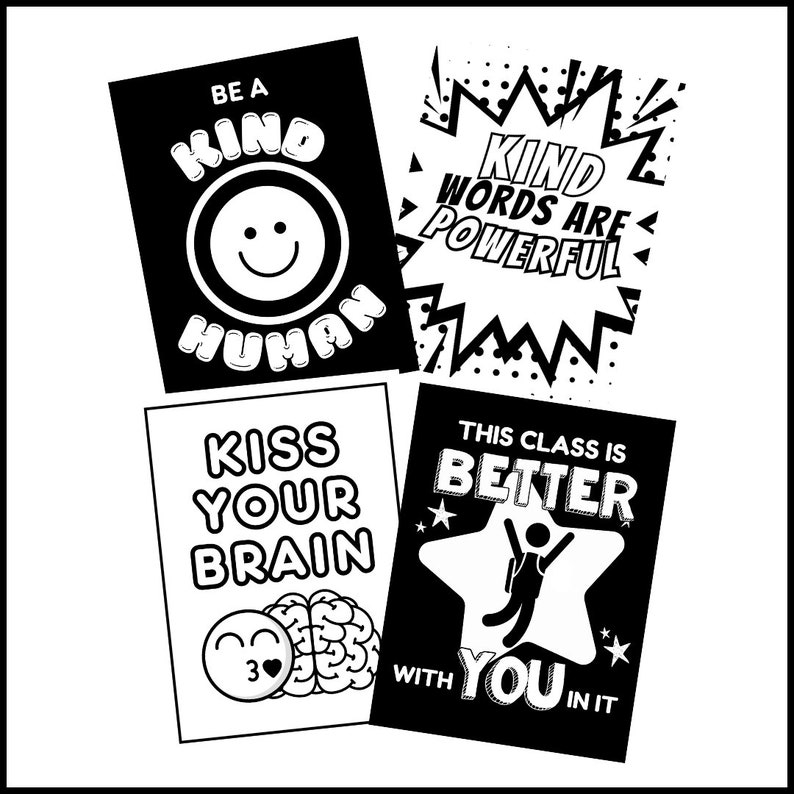 Positive Classroom Posters | Classroom Decor | EIGHT Black & White ...
