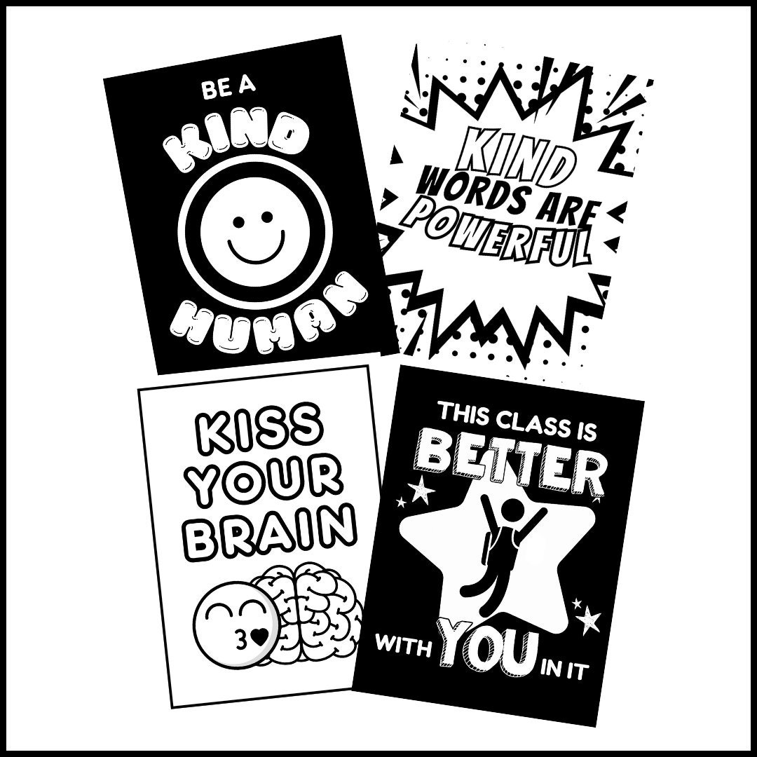 Positive Classroom Posters | Classroom Decor | EIGHT Black & White ...