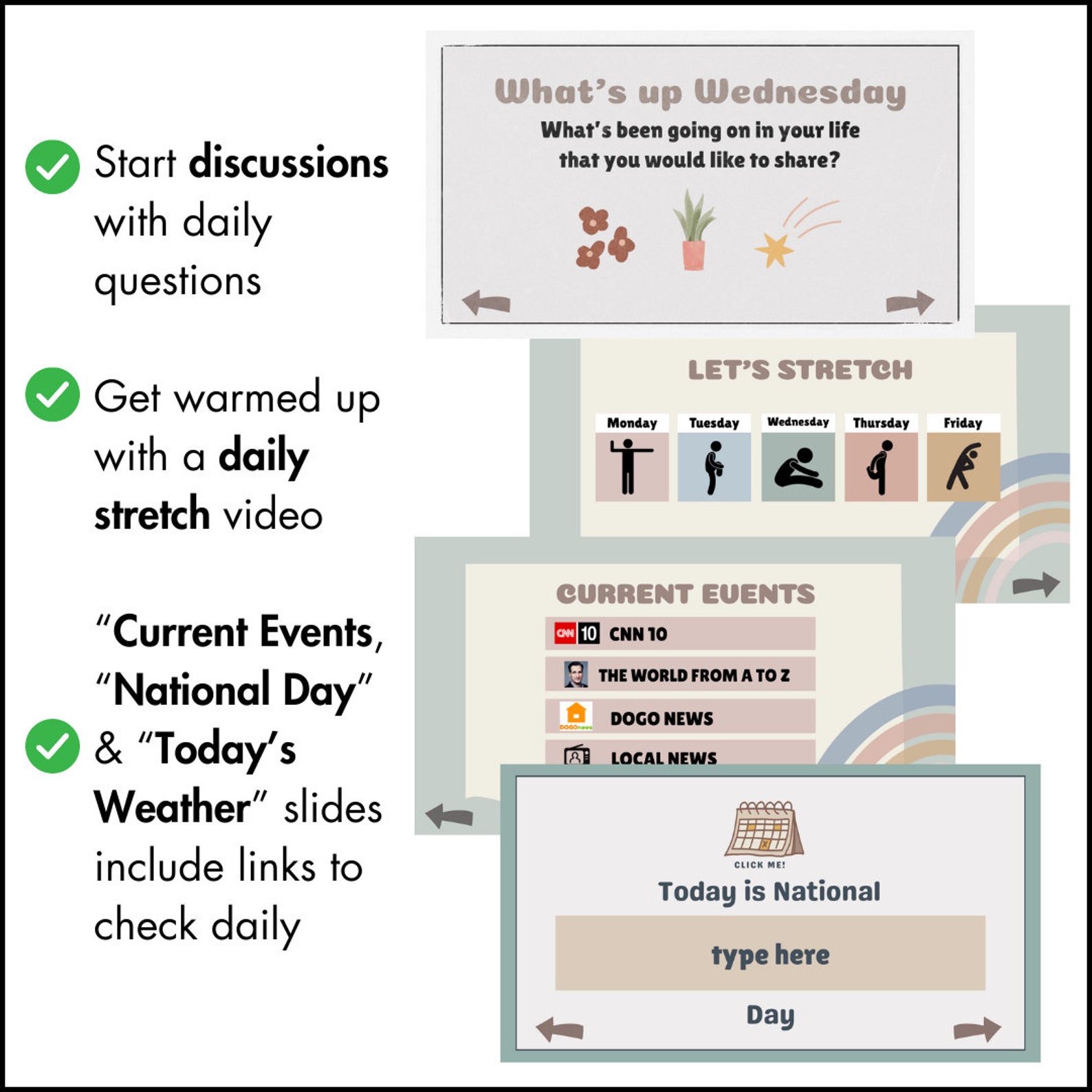 Morning Meeting Editable Google Slides | Boho-themed | for Special ...