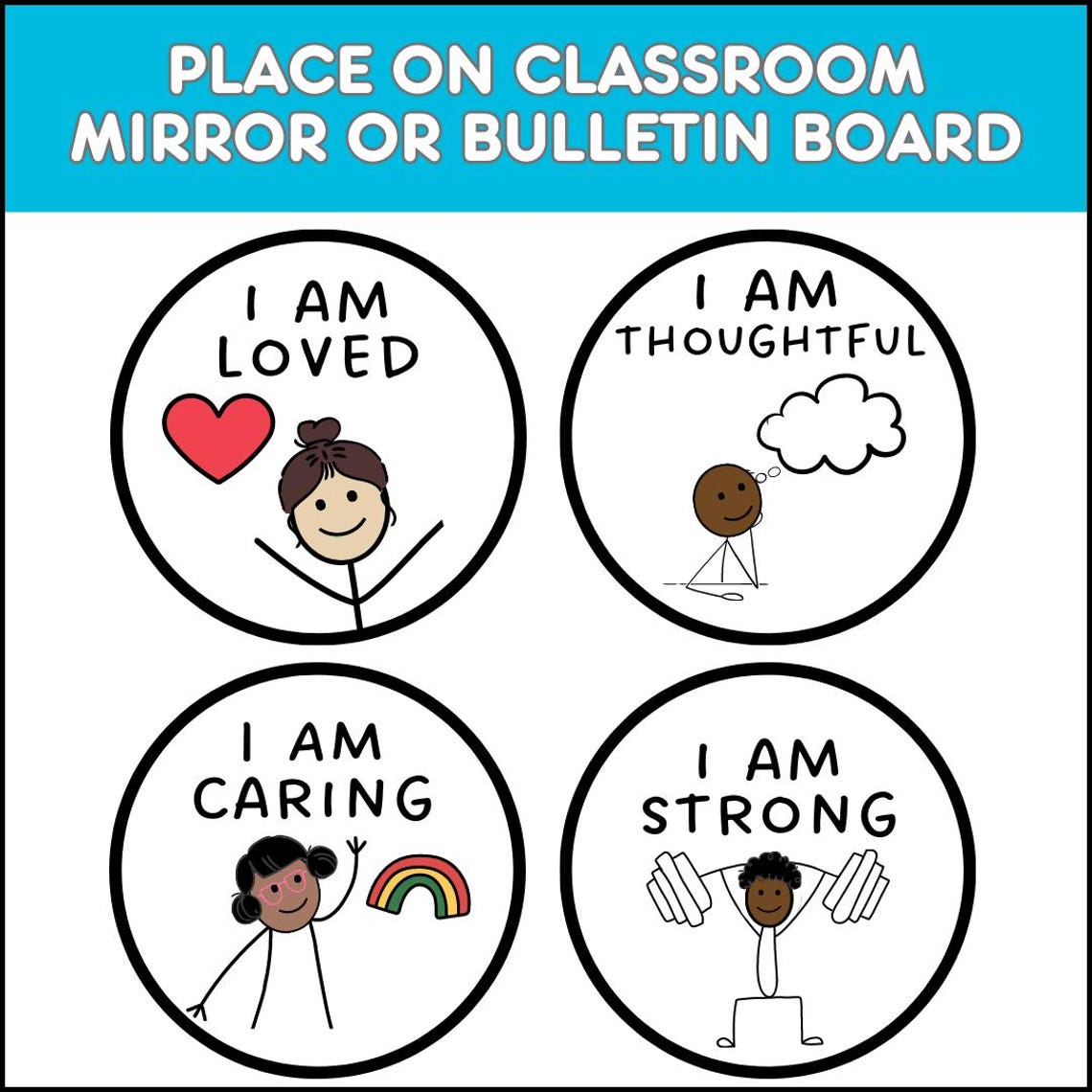 Daily Affirmation Station Stick Figures Positive Classroom Decor - Etsy