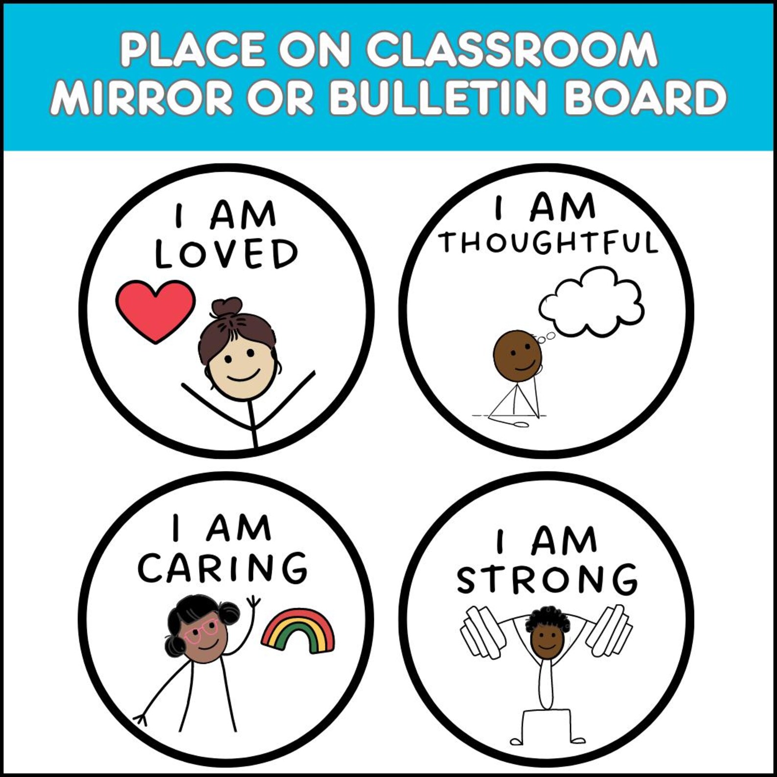 Daily Affirmation Station | Stick Figures | Positive Classroom Decor - Etsy