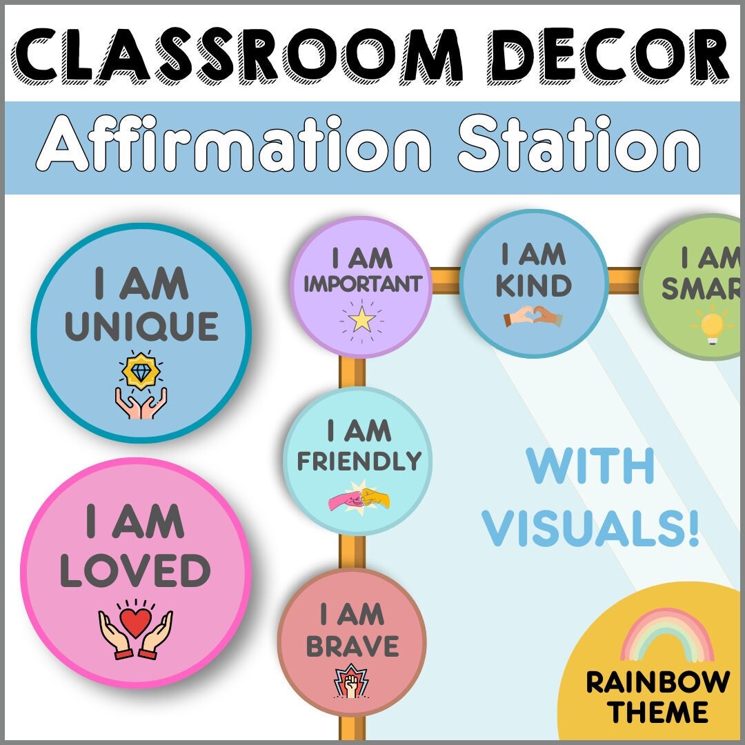 Daily Affirmation Station | Rainbow | Positive Classroom Decor - Etsy