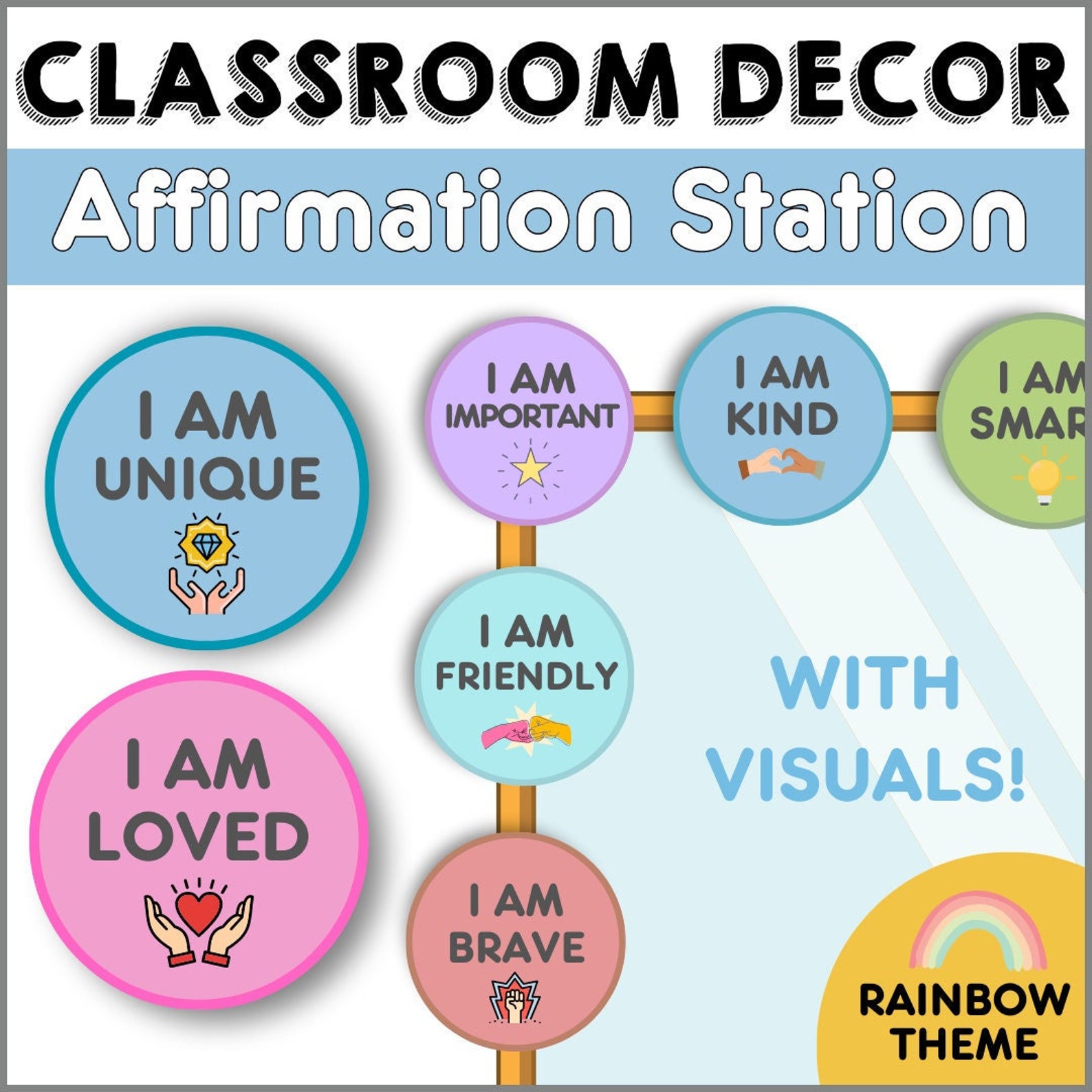 Daily Affirmation Station | Rainbow | Positive Classroom Decor - Etsy
