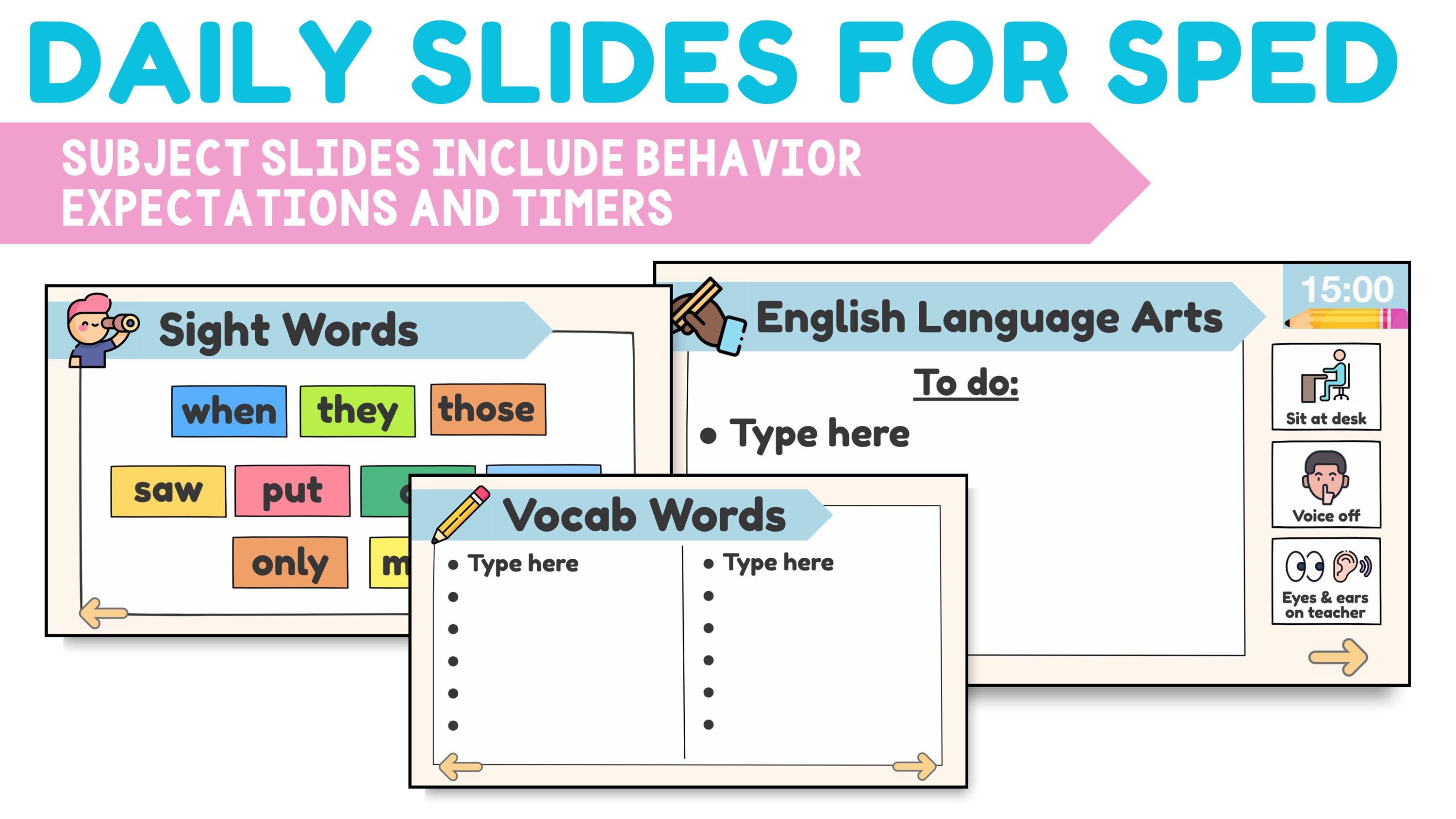 Daily Slides With Timers for Special Education | Editable Google Slides ...