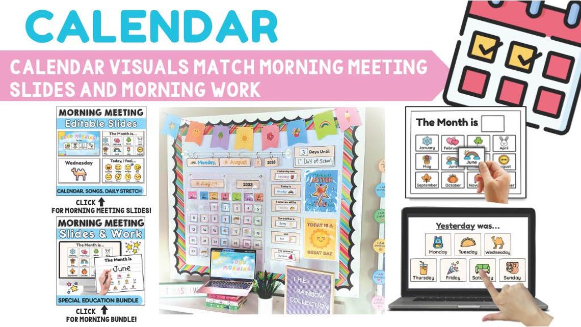 Classroom Calendar for Pocket Charts | Rainbow Colors - Etsy