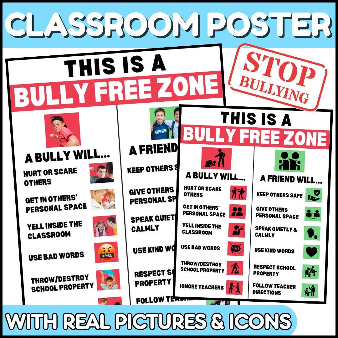 Bully Free Zone Classroom Poster | Editable in Powerpoint - Etsy
