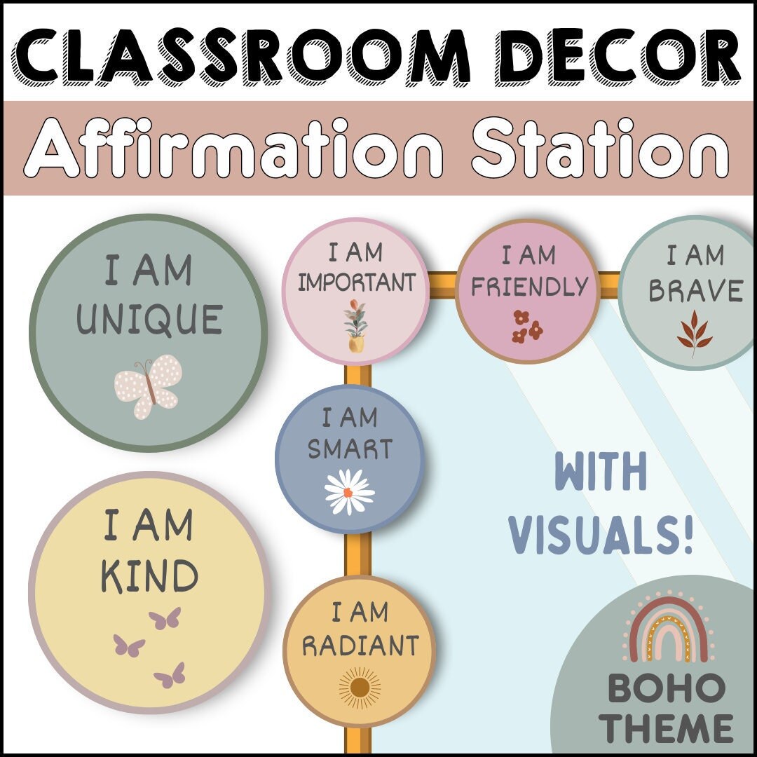 Daily Affirmation Station | Boho | Positive Classroom Decor - Etsy