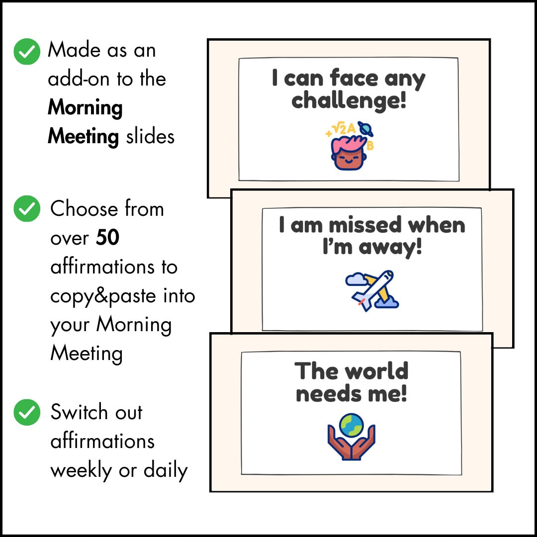 Animated Daily Affirmation Slides for Morning Meeting | Editable Google ...