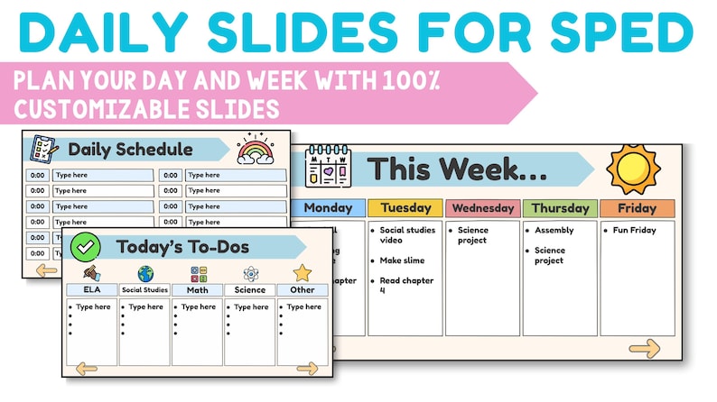 Daily Slides With Timers for Special Education | Editable Google Slides ...
