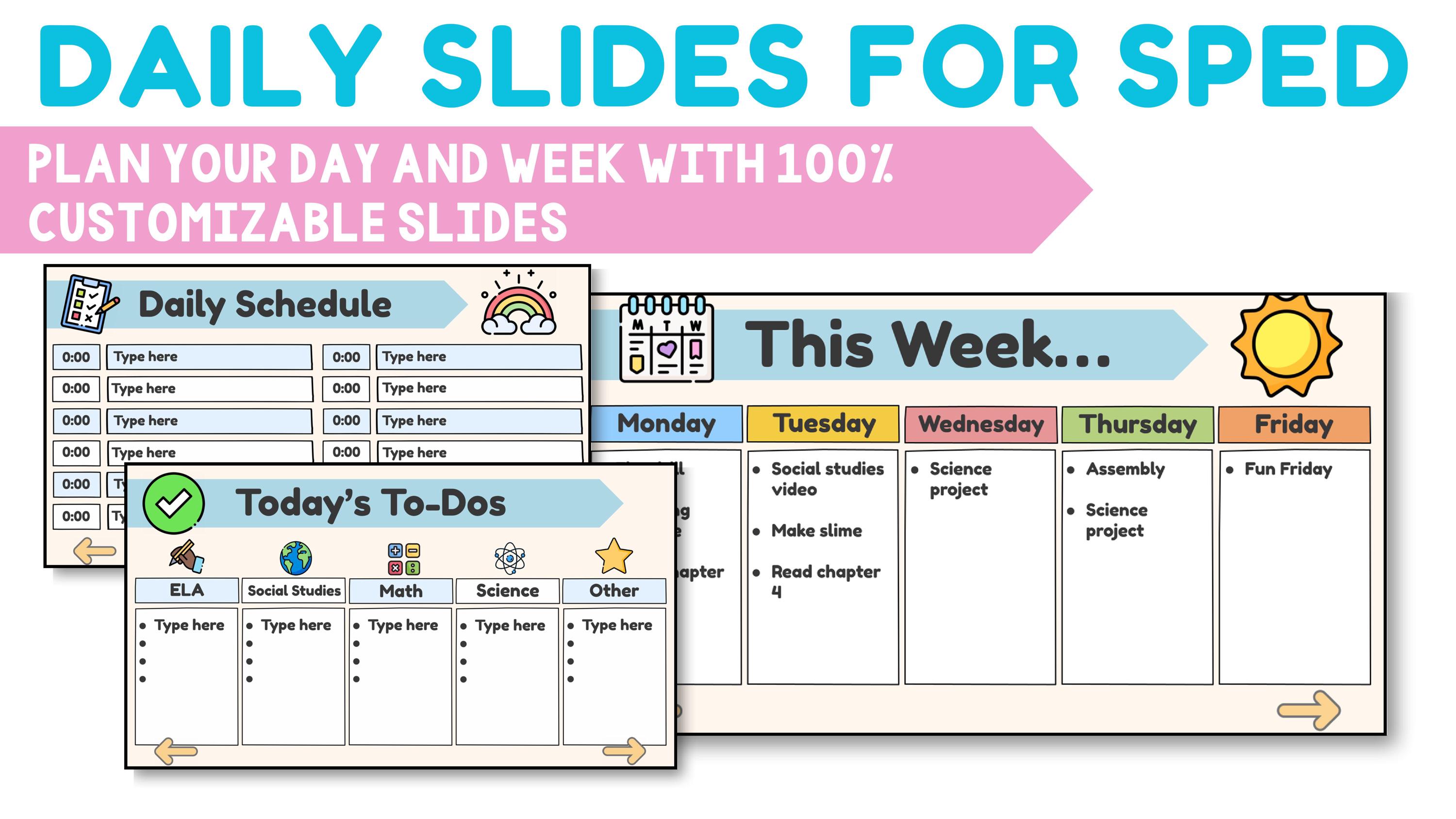 Daily Slides With Timers for Special Education | Editable Google Slides ...