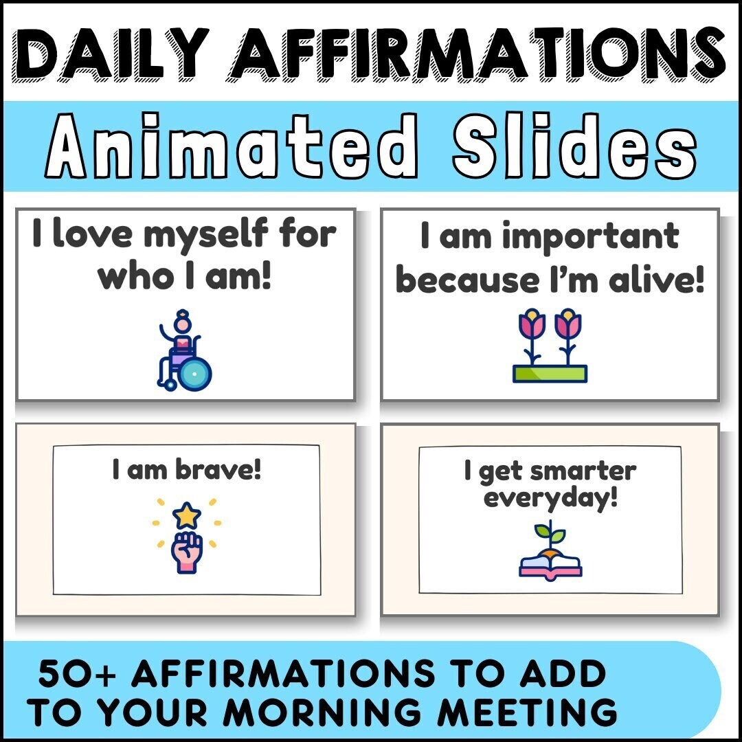 Animated Daily Affirmation Slides for Morning Meeting | Editable Google ...