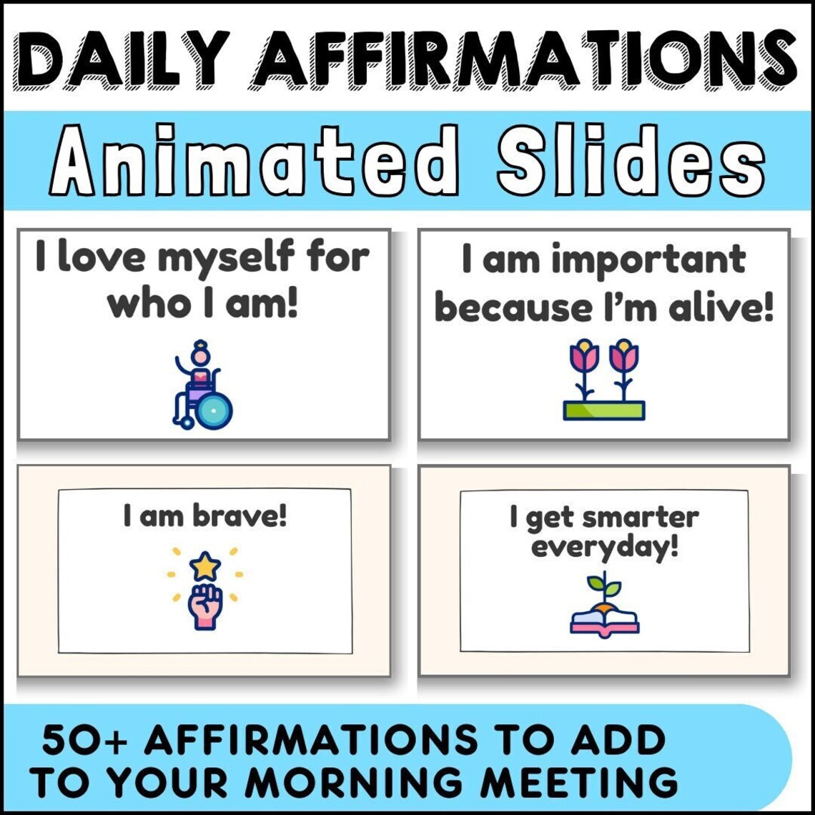 Animated Daily Affirmation Slides for Morning Meeting Editable Google ...