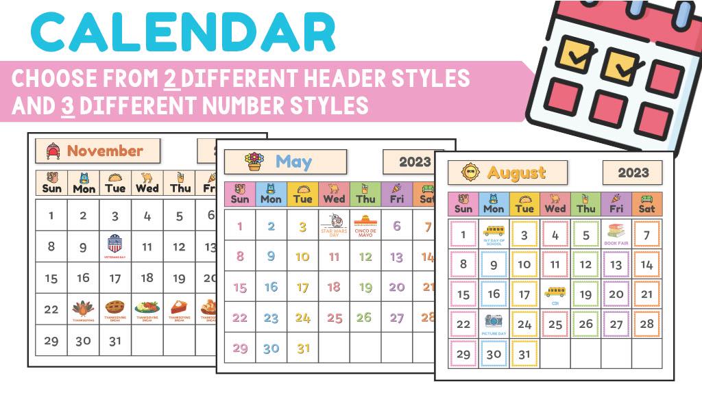 Classroom Calendar for Pocket Charts | Rainbow Colors - Etsy