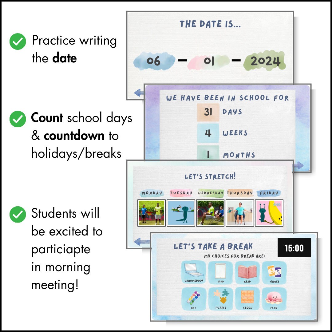 Morning Meeting Editable Google Slides | Watercolor-themed | for ...