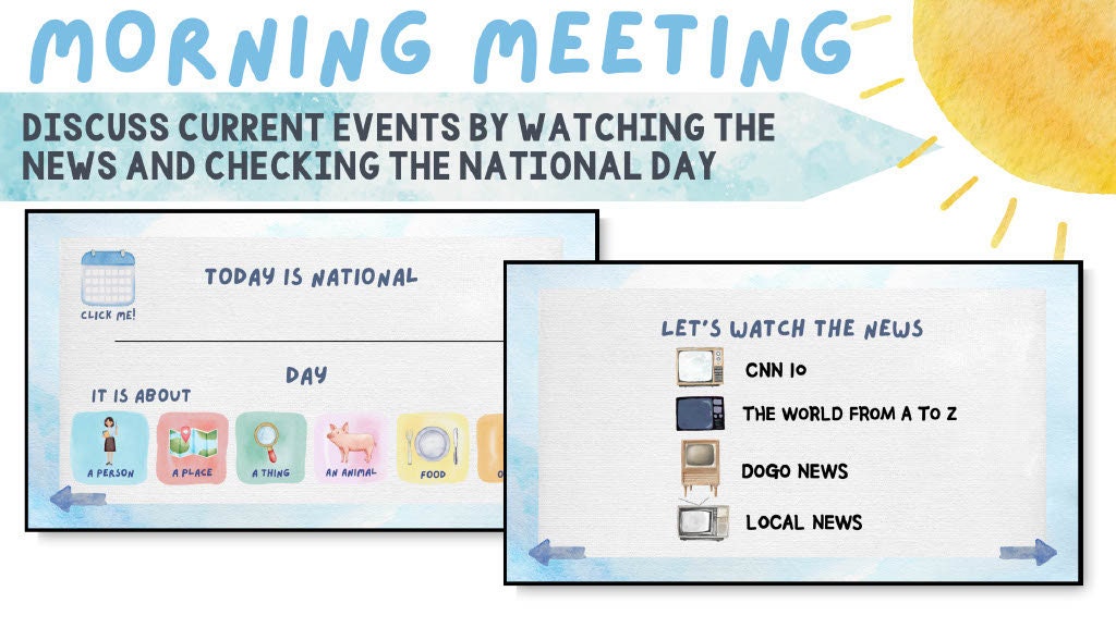 Morning Meeting Editable Google Slides | Watercolor-themed | for ...