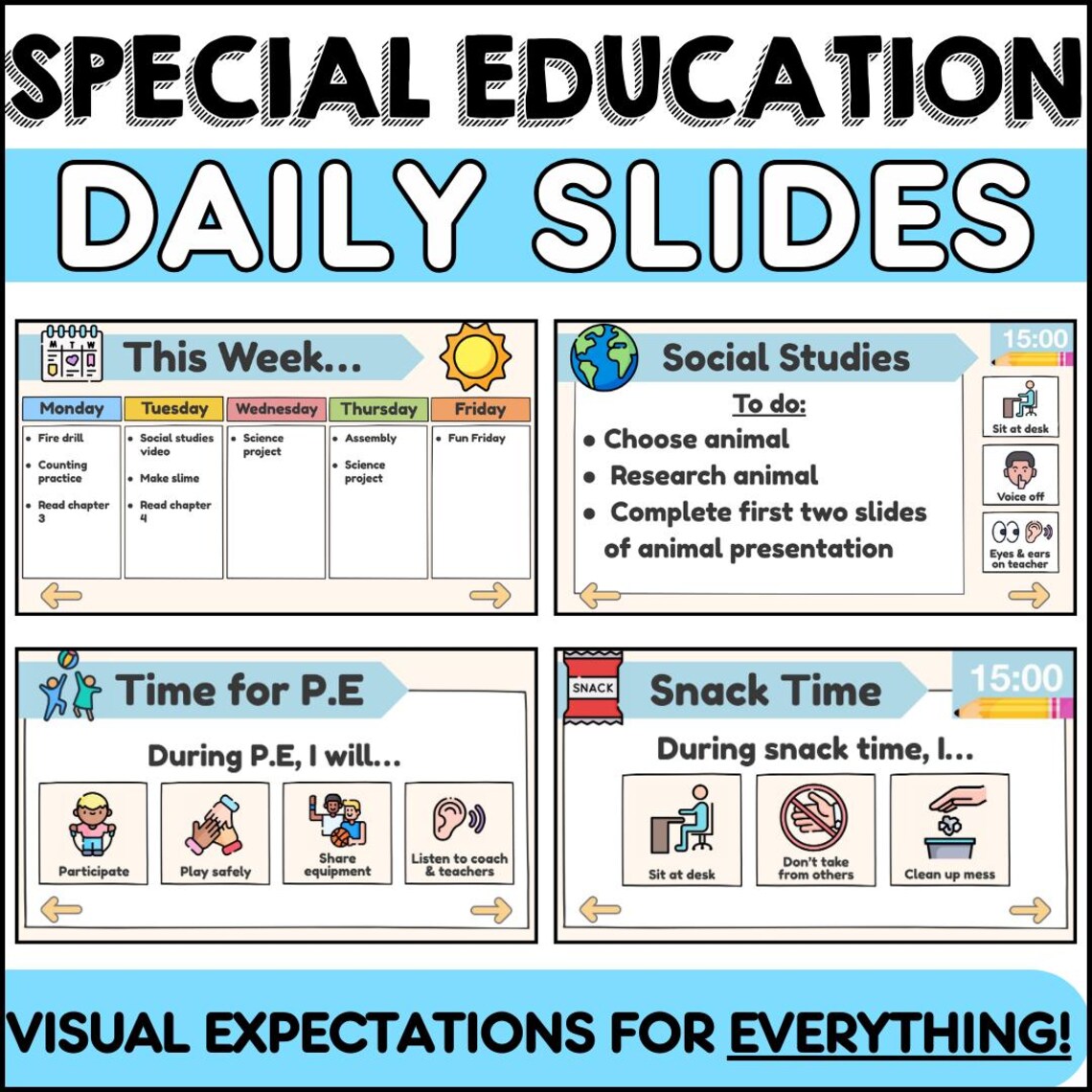 Daily Slides With Timers for Special Education | Editable Google Slides ...