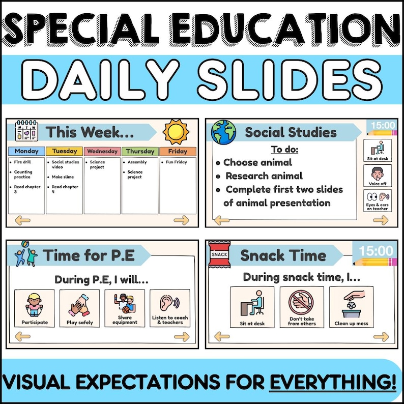 Daily Slides With Timers for Special Education | Editable Google Slides ...