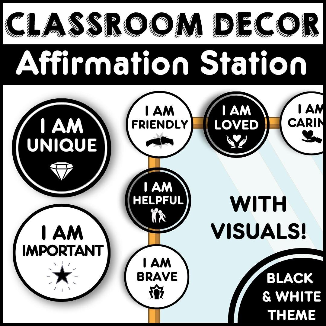 Daily Affirmation Station | Black & White | Positive Classroom Decor - Etsy