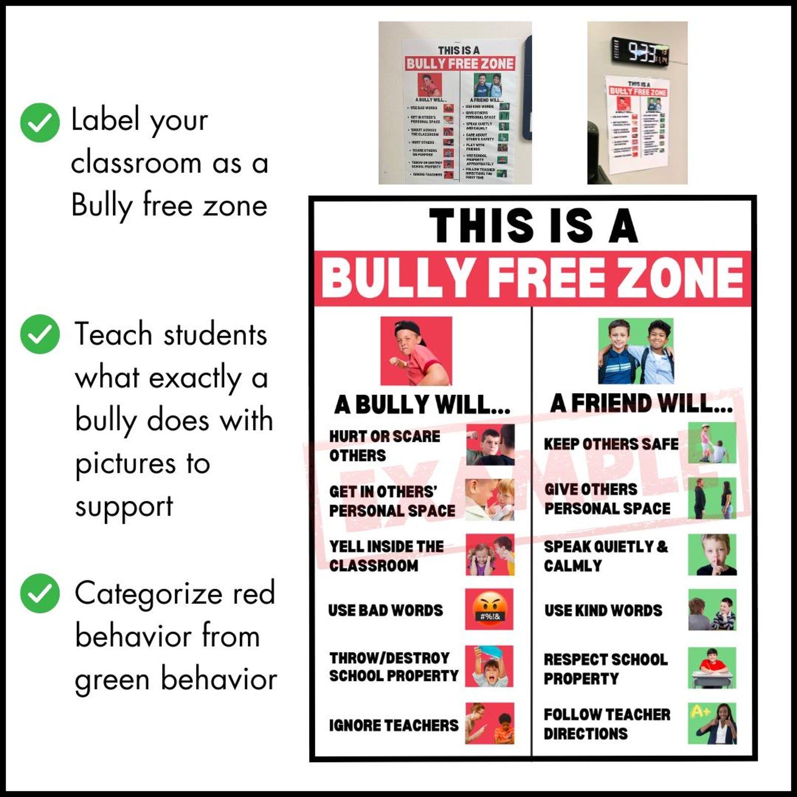 Bully Free Zone Classroom Poster | Editable in Powerpoint - Etsy