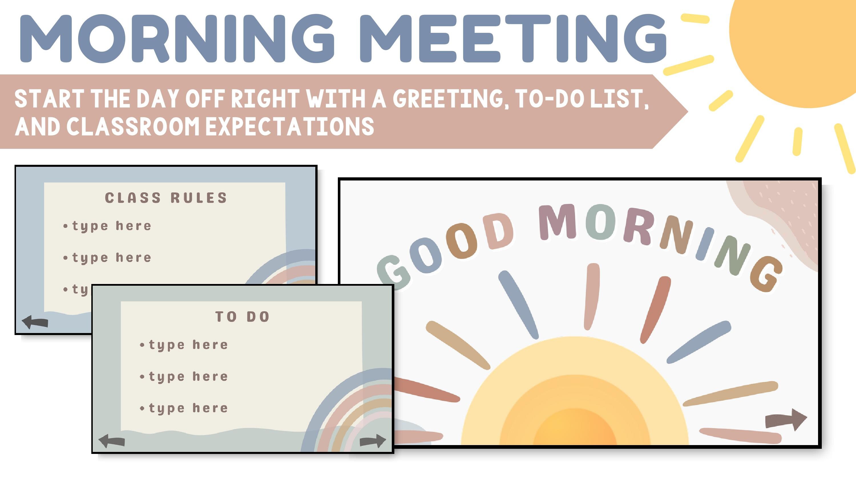 Morning Meeting Editable Google Slides | Boho-themed | for Special ...