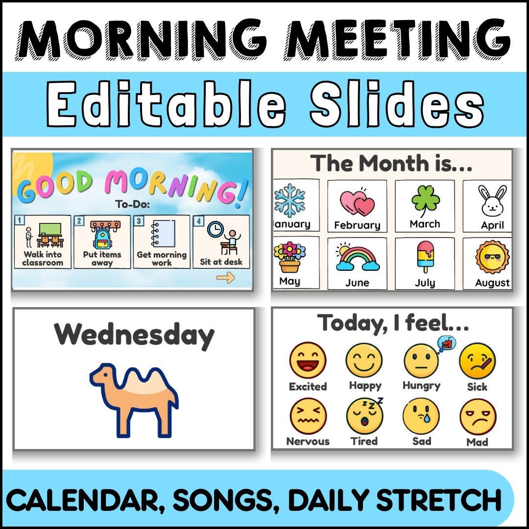 Special Education Morning Meeting: Editable Google Slides (calendar ...