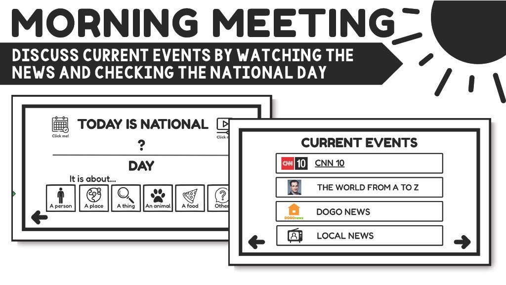 Morning Meeting Editable Google Slides | Black & White | for Special ...
