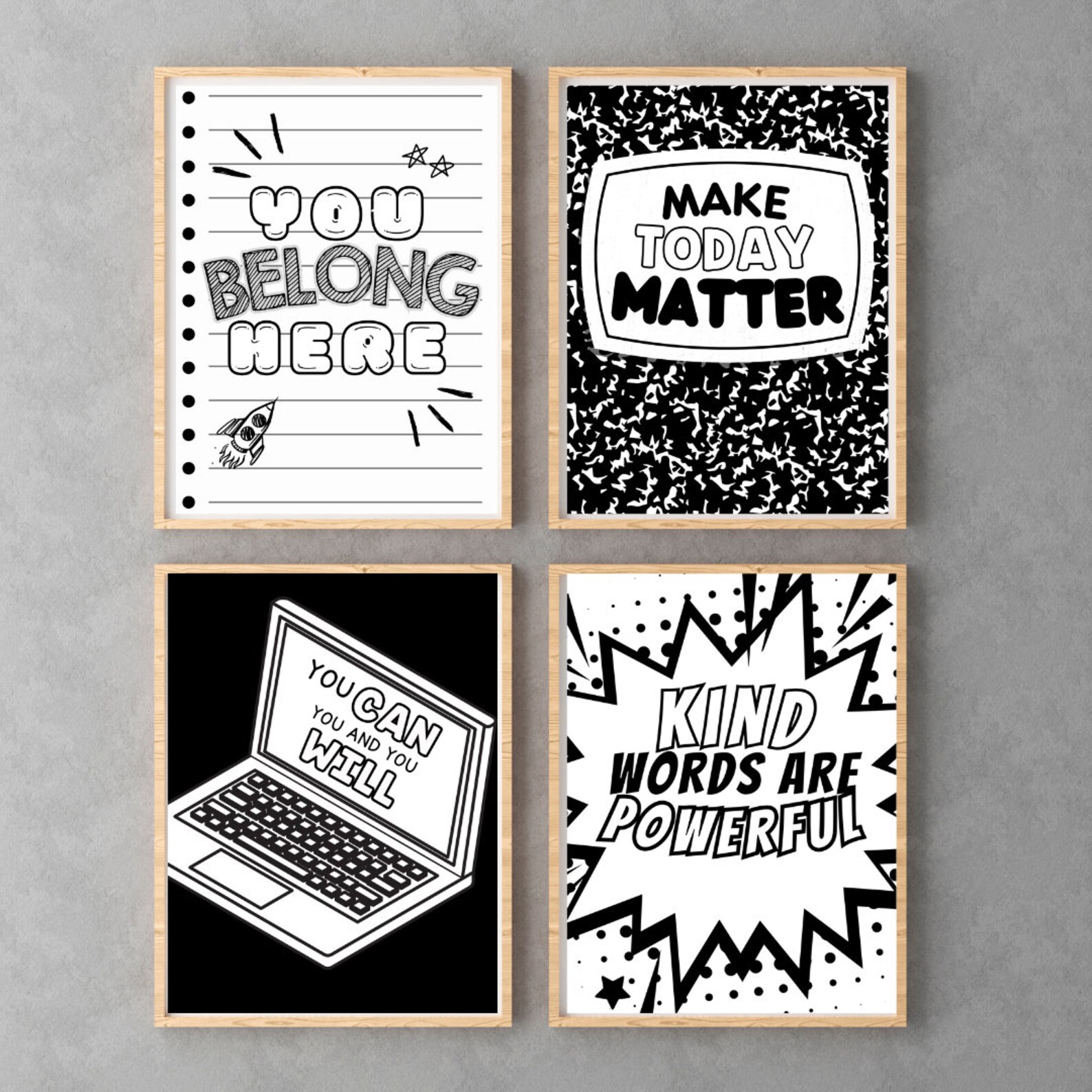 Positive Classroom Posters | Classroom Decor | EIGHT Black & White ...