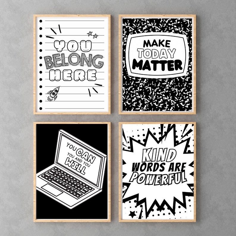Positive Classroom Posters | Classroom Decor | EIGHT Black & White ...