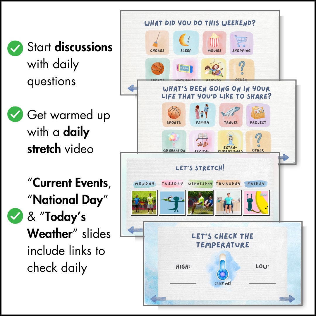 Morning Meeting Editable Google Slides | Watercolor-themed | for ...