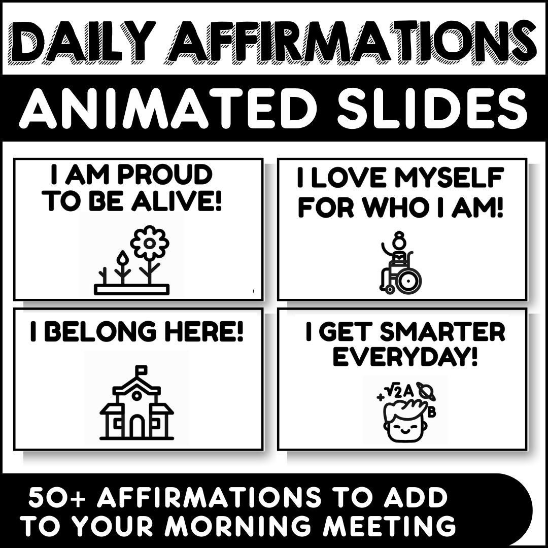 Animated Daily Affirmation Slides for Morning Meeting | Editable Google ...