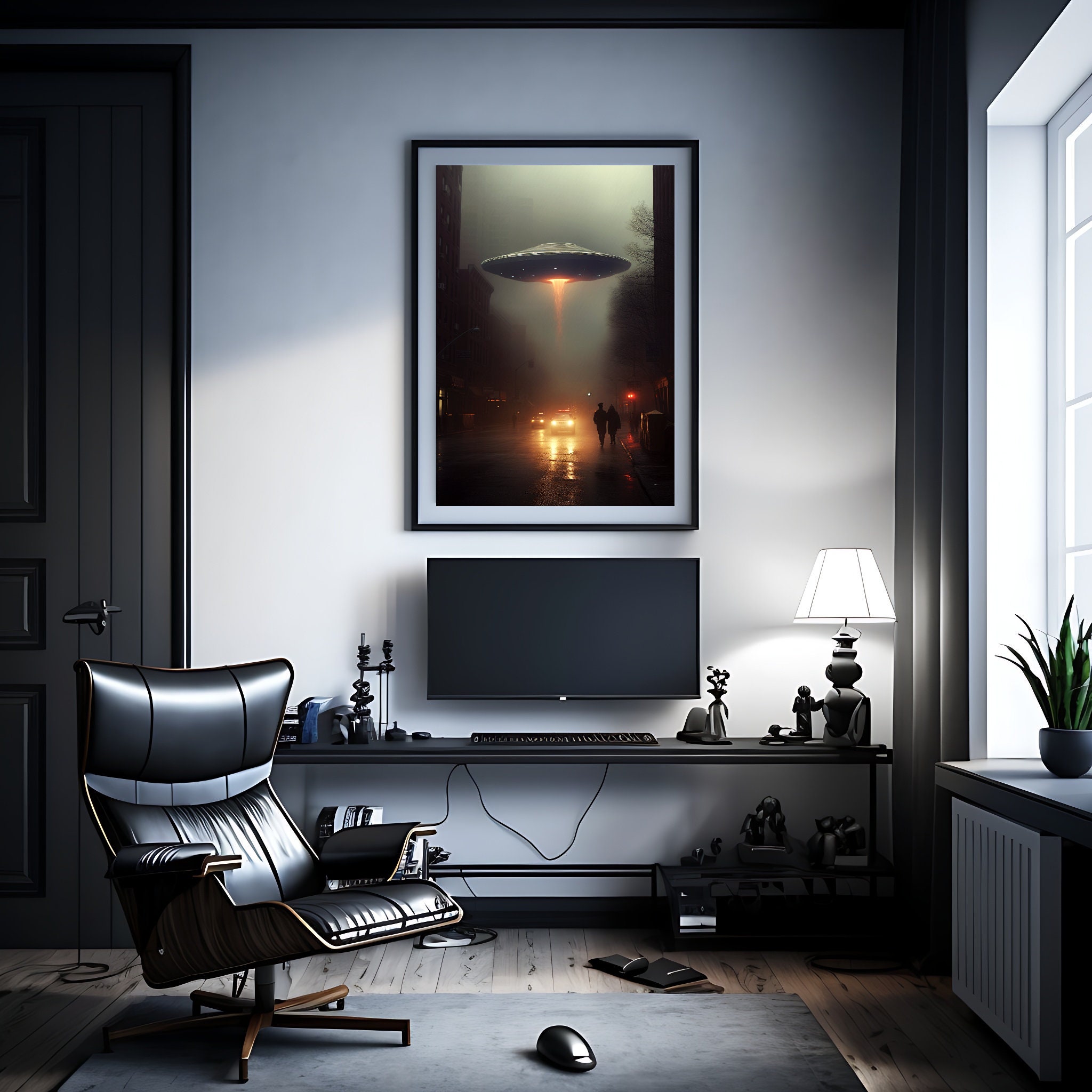 Sci-fi Poster UFO Poster Mystery Poster Fantasy Wall Art NYC Mural ...