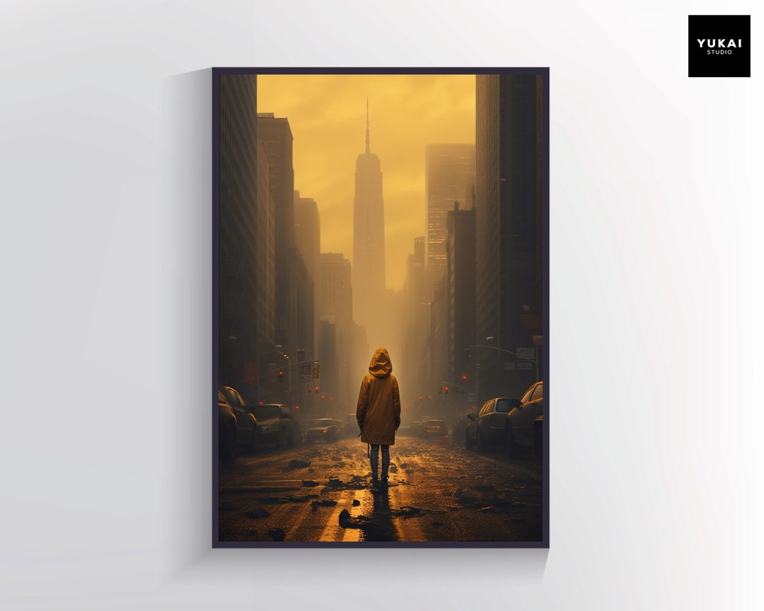 Dramatic Post-apocalyptic Scene: Woman Alone in NYC Under Dim - Etsy