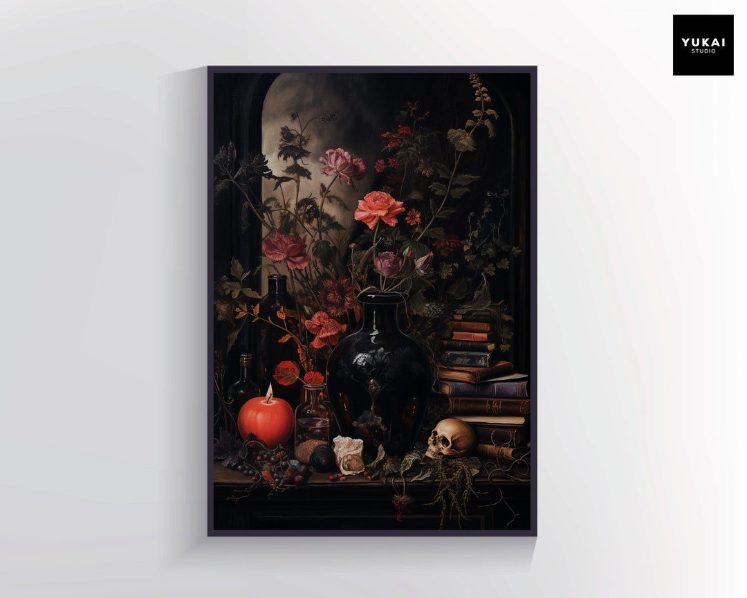 Dark Botanical Haunted Still Life Gothic Cottagecore Art - Etsy