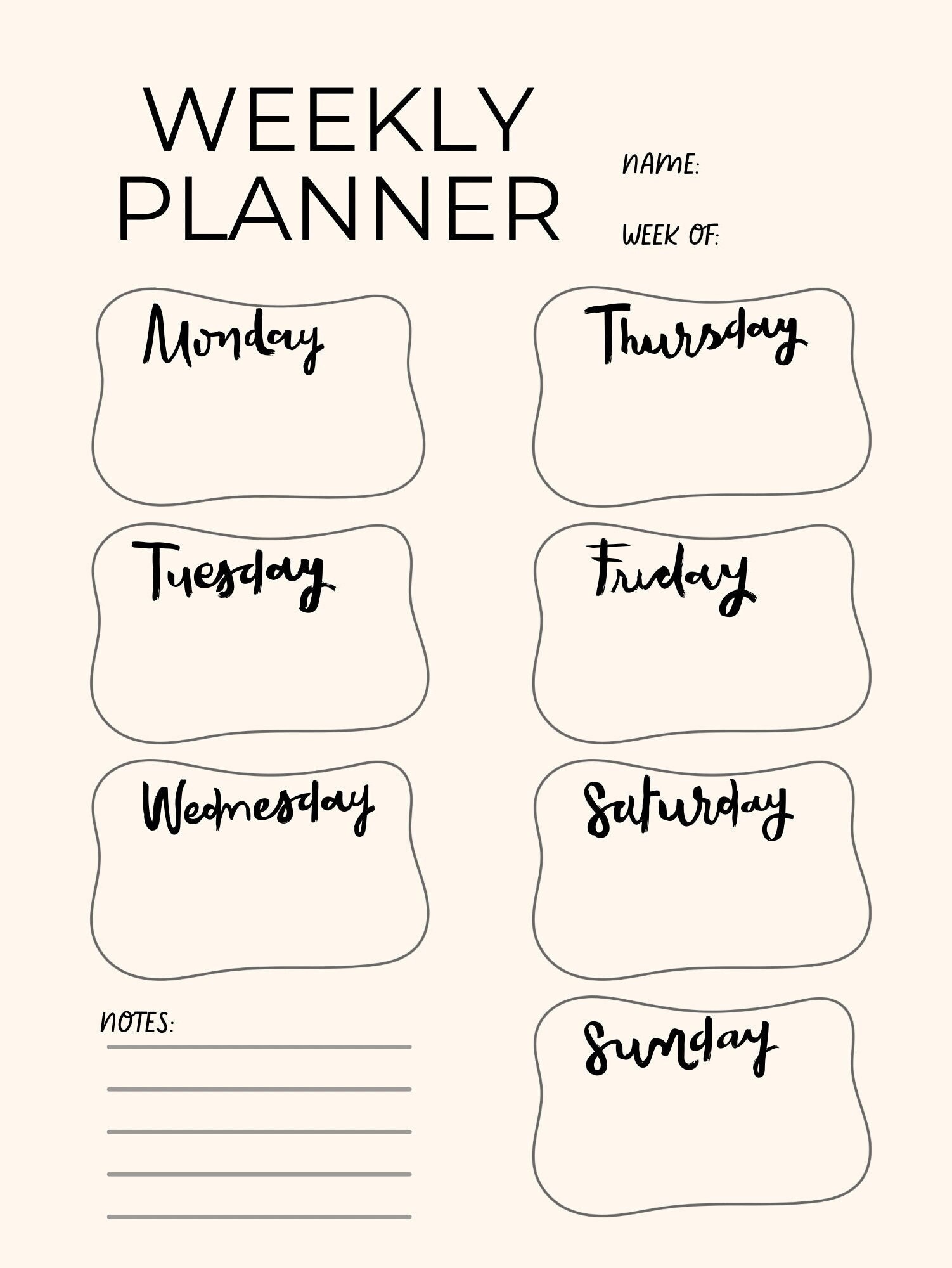 Weekly Planner, Digital Planner, Printable Planner, Digital Download ...