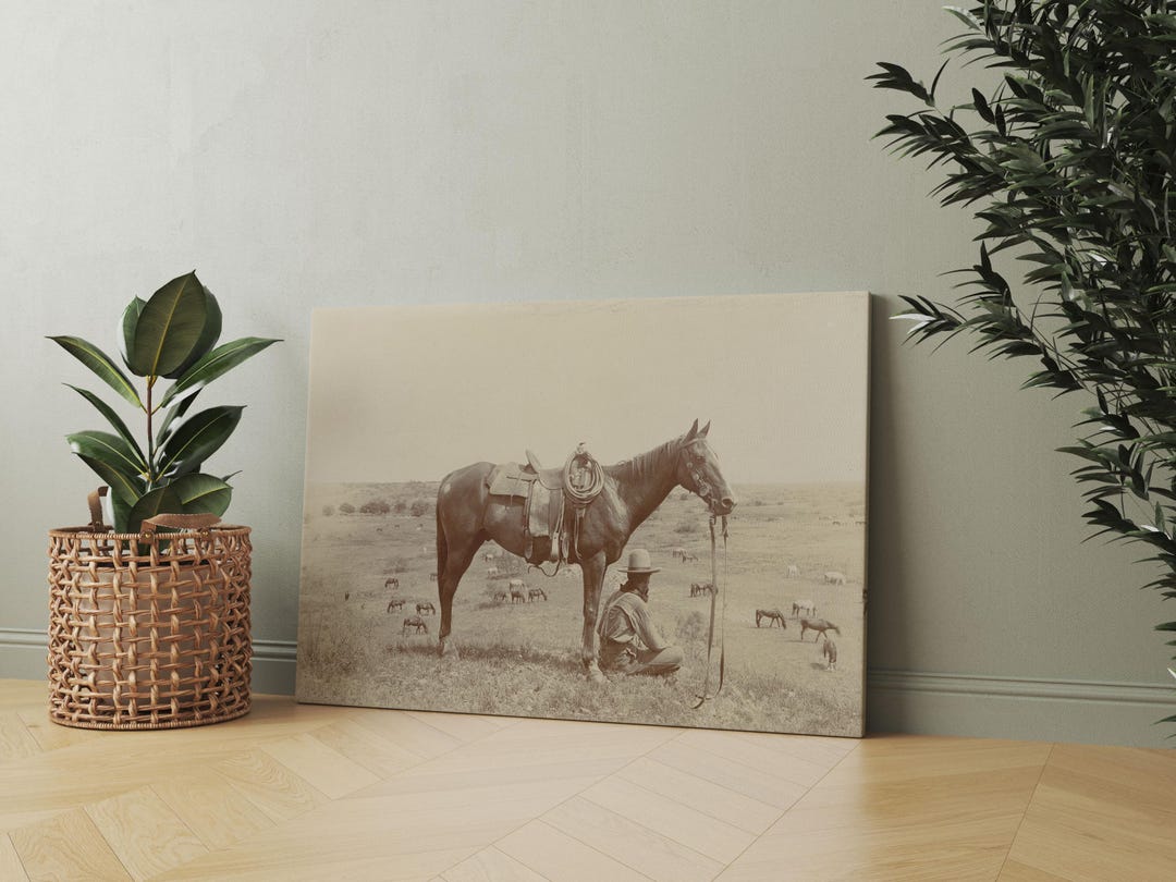 Texas Cowboy Canvas Wall Art, Farmhouse Decor, Ready to Hang, Gift for ...