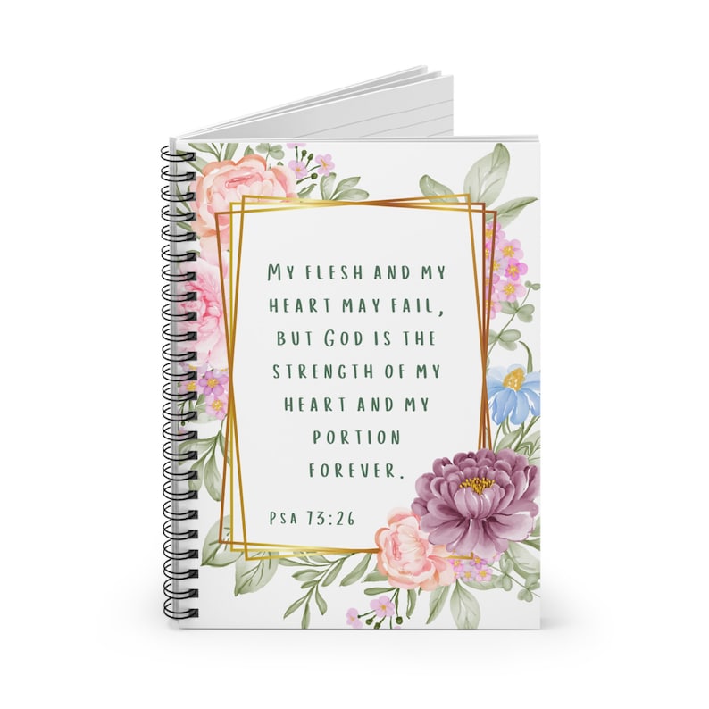 Floral Bible Verse Spiral Notebook, Christian Gift for Her, Bible Study ...