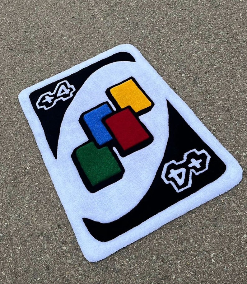Uno Tufted Rug Reverse Uno Card Tuft Rugs, Unique Custom Carpet, Gaming ...